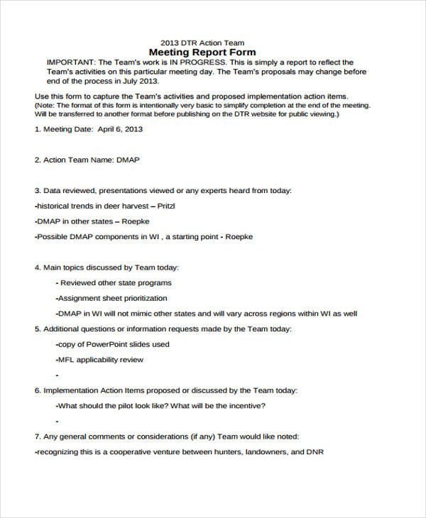 Meeting Report Template Free Download Printable Templates