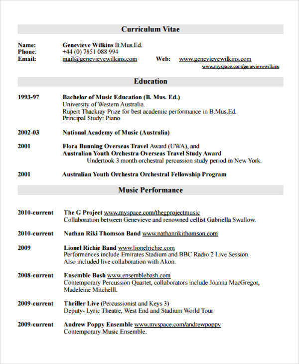 14+ Education Curriculum Vitae Templates - PDF, DOC