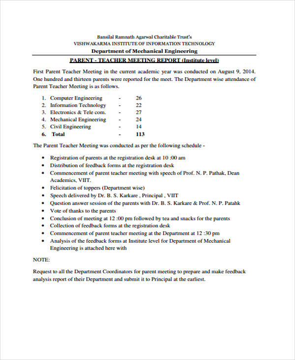 Meeting Report Sample PDF Template