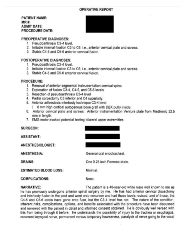 Operative Report Template - 9+ Free Word, PDF Format Download