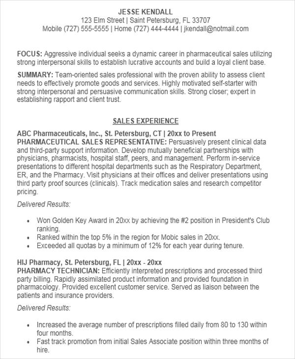 10+ Sample Sales Job Resume Templates - PDF, DOC