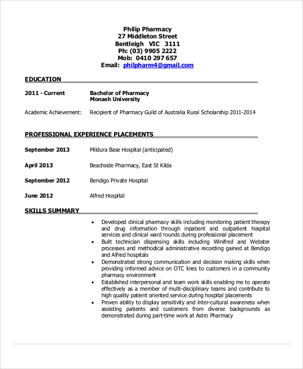 14+ Pharmacist Curriculum Vitae Templates - Free Word, PDF Format Download