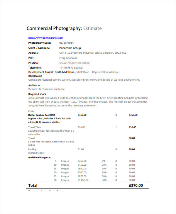 18+ Photography Quotation Formats - AI, PSD, Google docs, Apple pages