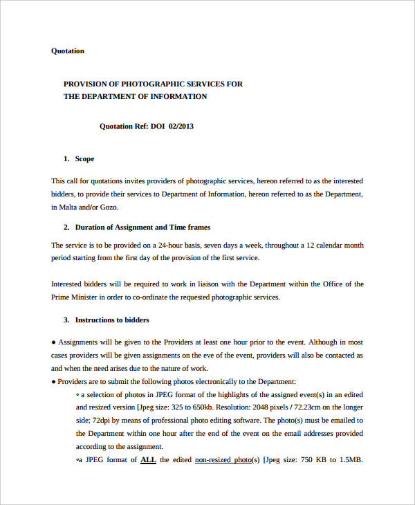 9+ Photography Quotation Formats - AI, PSD, Google docs