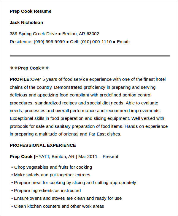 17+ Cook Resumes in Apple Pages | Google Docs | Word | PDF