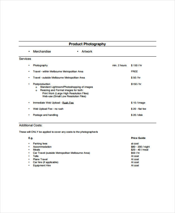 9+ Photography Quotation Formats - AI, PSD, Google docs