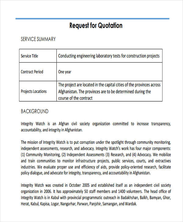8+ Project Quotation Templates - Word, PDF