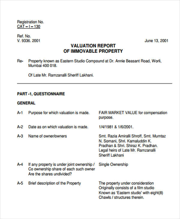 Valuation Report Templates 17 Free Word PDF Apple Pages Google 