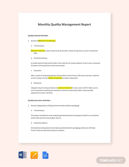 17+ Sample Quality Report Templates in Word, PDF, Apple Pages