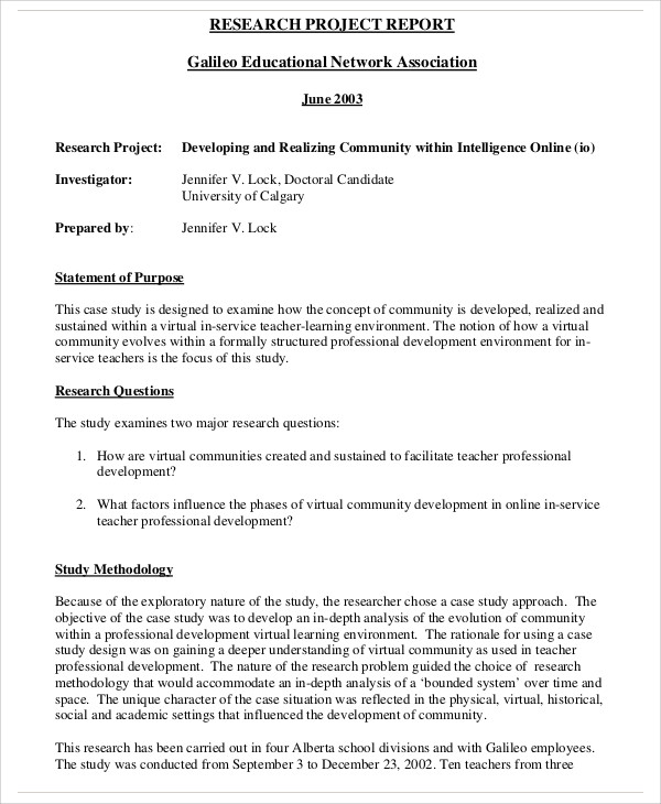 Research Report Writing Examples Example Of A Research Paper