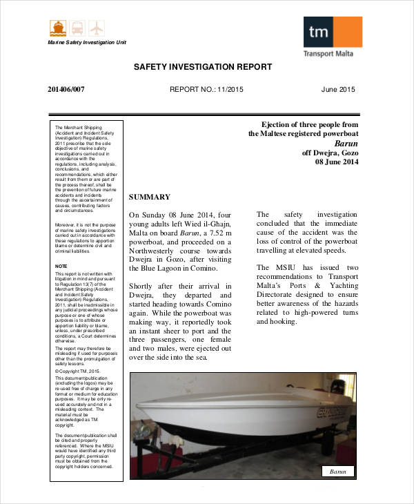 Safety Report Templates - 27+ Free Word, PDF, Apple Pages Format Download
