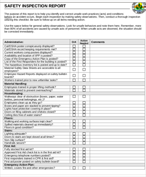 23+ Sample Inspection Report Templates- Docs, Word, Pages