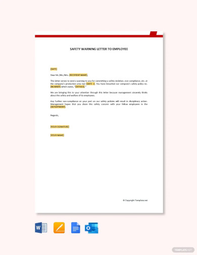 17+ Sample Safety Warning Letter Templates - PDF, DOC, Apple Pages