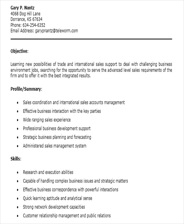 10+ Sample Sales Job Resume Templates - PDF, DOC