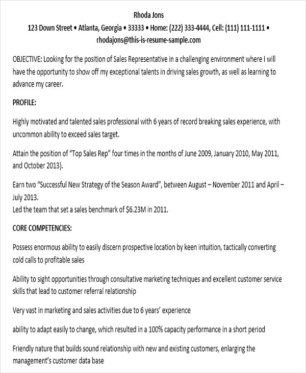 10+ Sample Sales Job Resume Templates - PDF, DOC