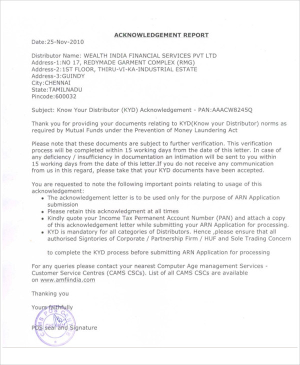 12+ Acknowledgement Report Samples- Docs, Word, PDF, Pages