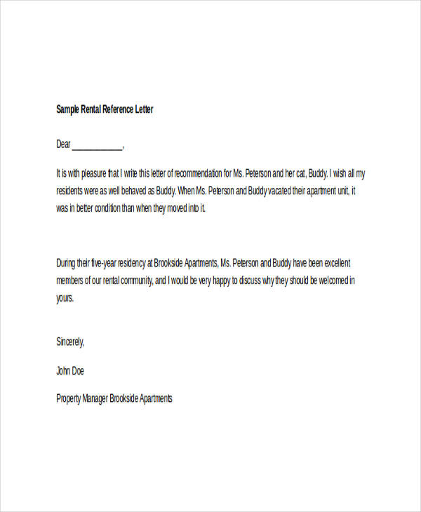 11 Rental Reference Letter Templates Word PDF Apple Pages