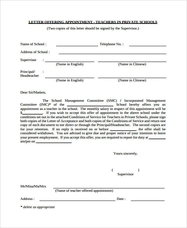 29+ Job Offer Letter Example