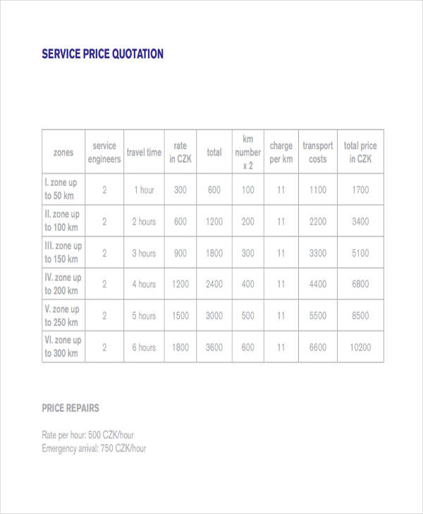 13+ Service Quotation Templates - Word, PDF, AI, PSD, Google Docs ...