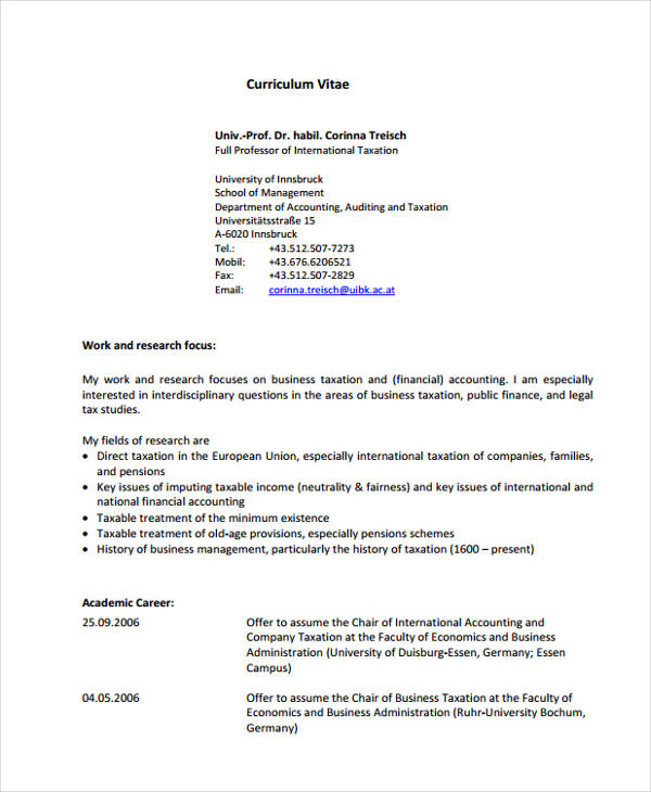 10+ Accounting Curriculum Vitae Templates - PDF. DOC