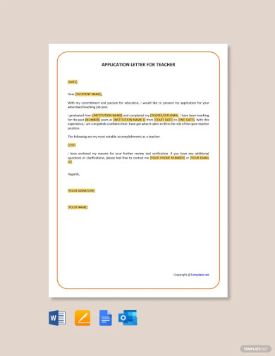 Free 13+ Job Application Letters For Teacher, Sample, Example, Format ...