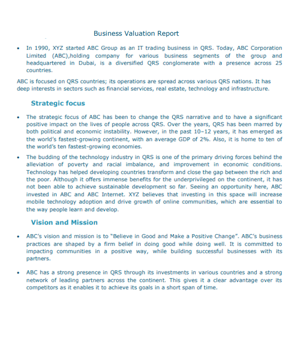 Valuation Report Templates - 17+ Free Word, PDF, Apple Pages, Google ...