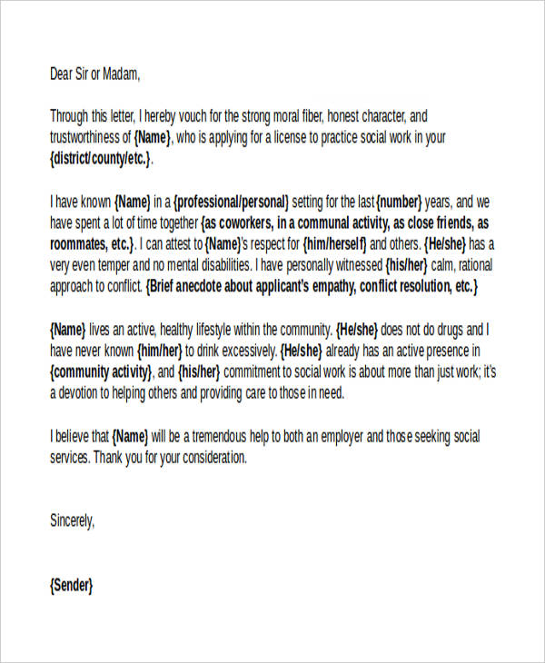 Sample Character Reference Letter For Social Worker Mamiihondenk
