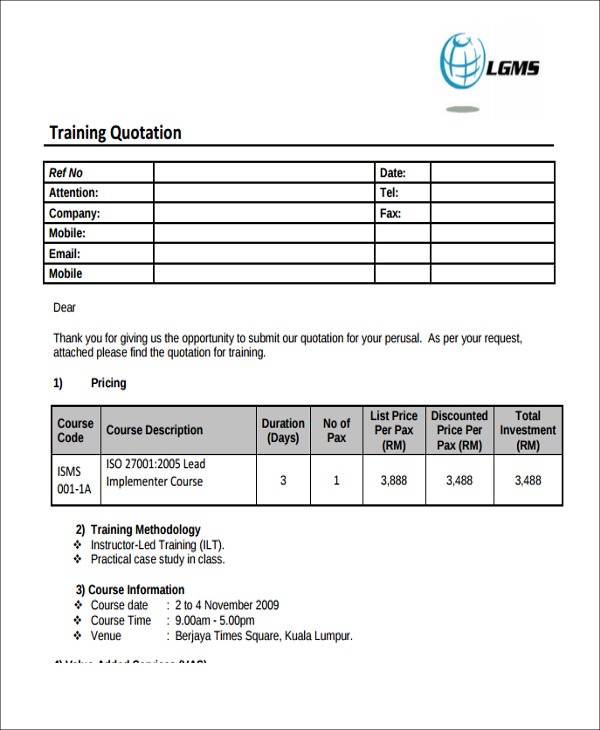 25+ Quotation Templates - Word, PDF, Google docs