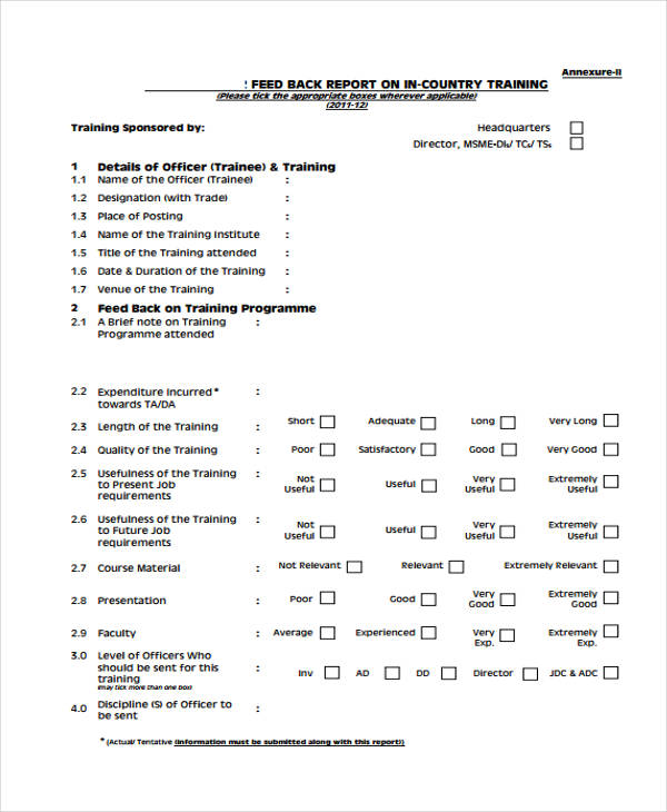 19 Feedback Report Templates Word PDF