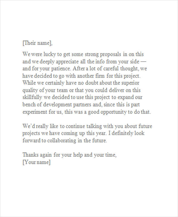 11+ Bid Rejection Letter Templates
