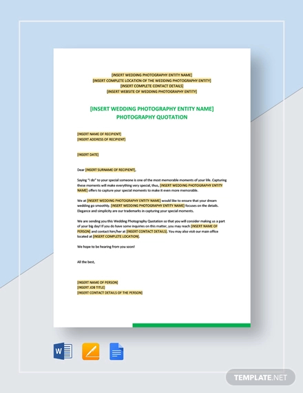 18+ Photography Quotation Formats - AI, PSD, Google docs, Apple pages