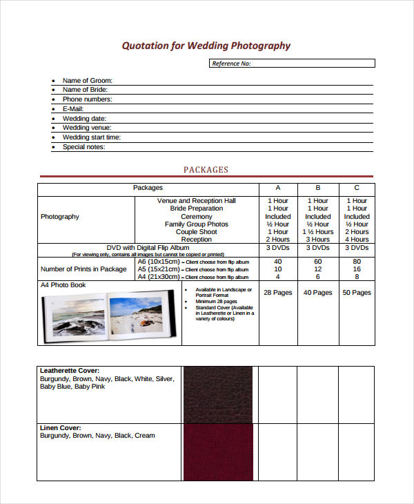 18+ Photography Quotation Formats - AI, PSD, Google docs, Apple pages