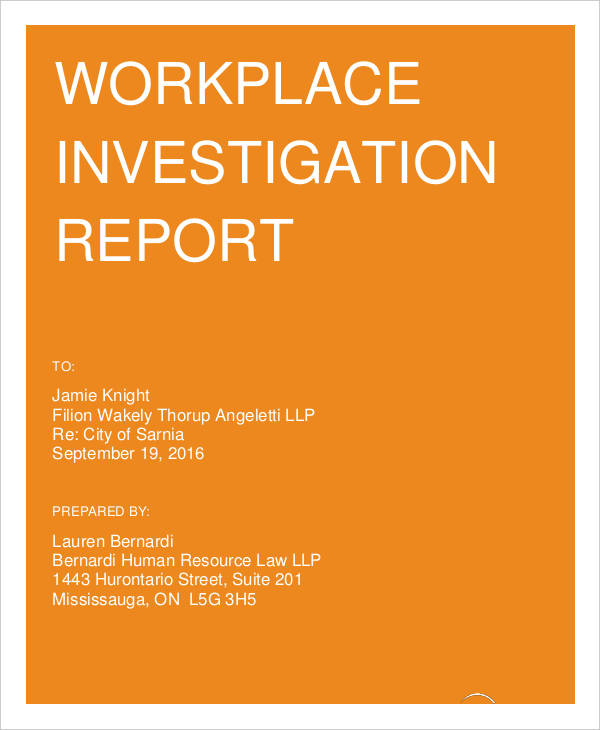Investigation Report Template - 19+ Free Word, PDF, Google Docs, Apple ...