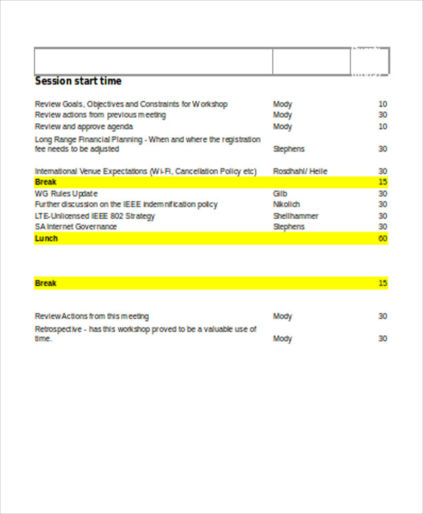 39 Agenda Templates In Excel
