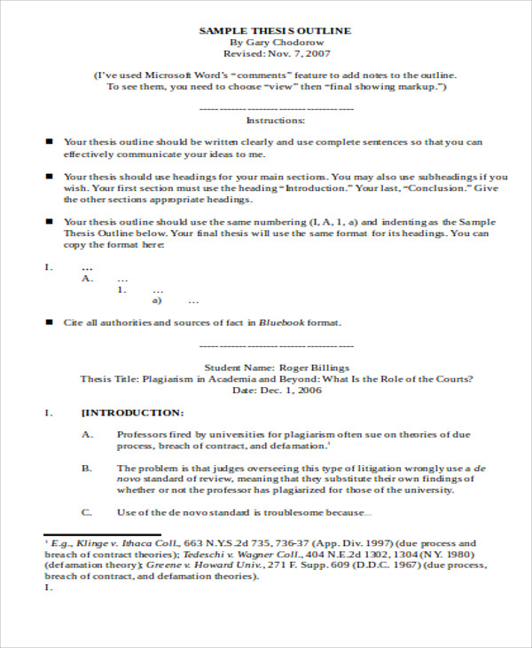 15+ Thesis Outline Templates - Sample ,Example, Format Download