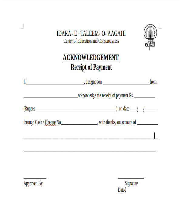 Samples Of Acknowledgement Receipt Rent Receipt Template For Dummies 