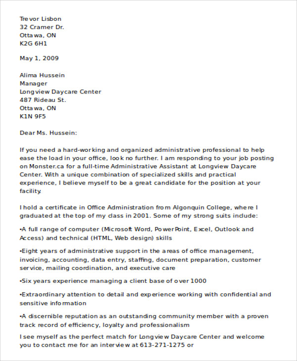 Clerical Cover Letter - 10+ Free Word, PDF Format Download