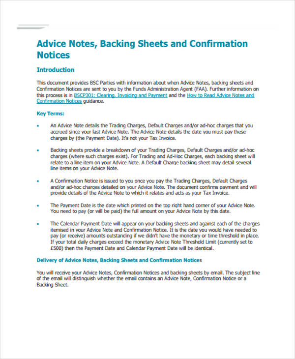 9+ Advice Note Templates - Free Sample, Example Format Download