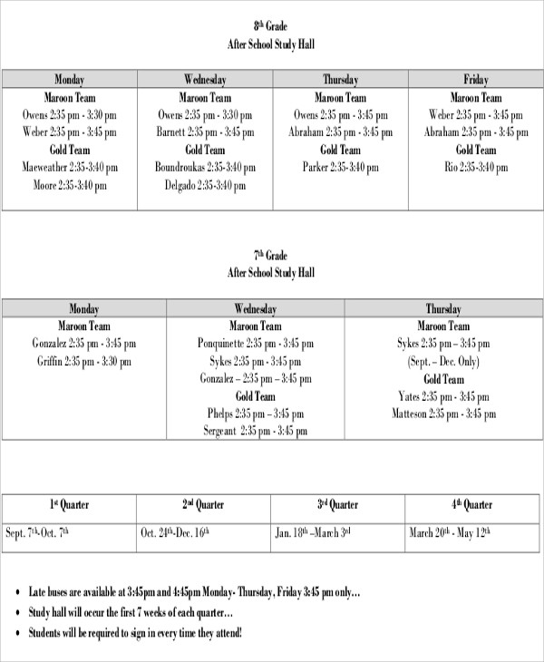 After-School Schedule Templates -12+ Free Samples, Examples Format Download