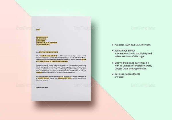 Apology Letter Templates in Word - 31+ Free Word, PDF Documents ...