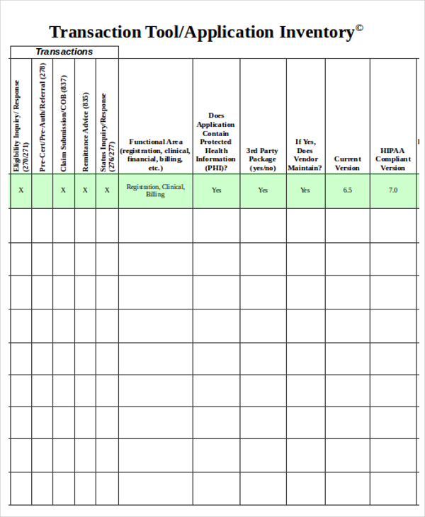 Application Inventory Template