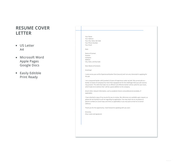 Banking Cover Letter - 15+ Free Word, PDF Format Download