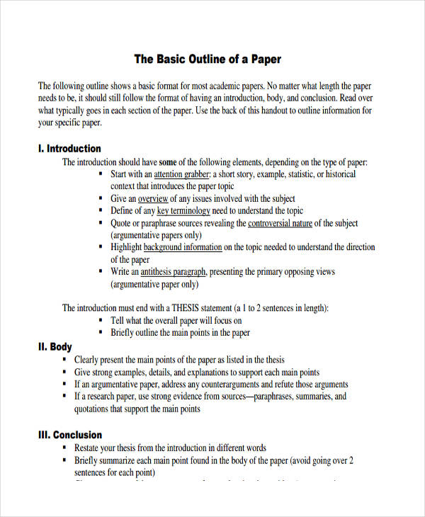 Paper Outline Template Examples