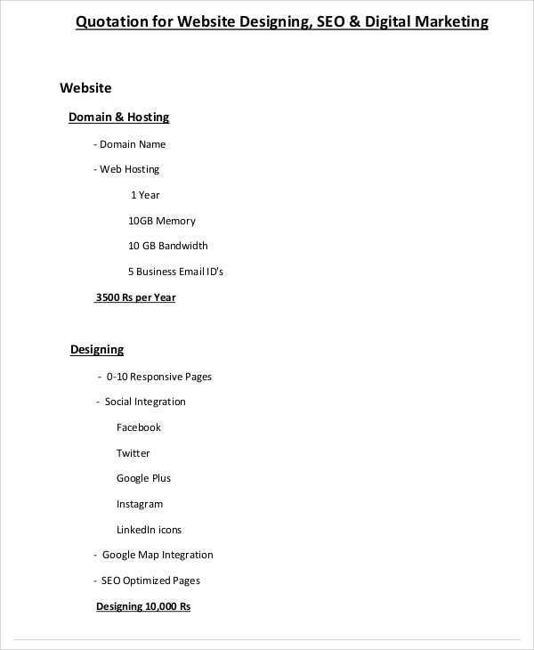 16+ Website Quotation Templates - PDF, Word, Google docs, Apple pages