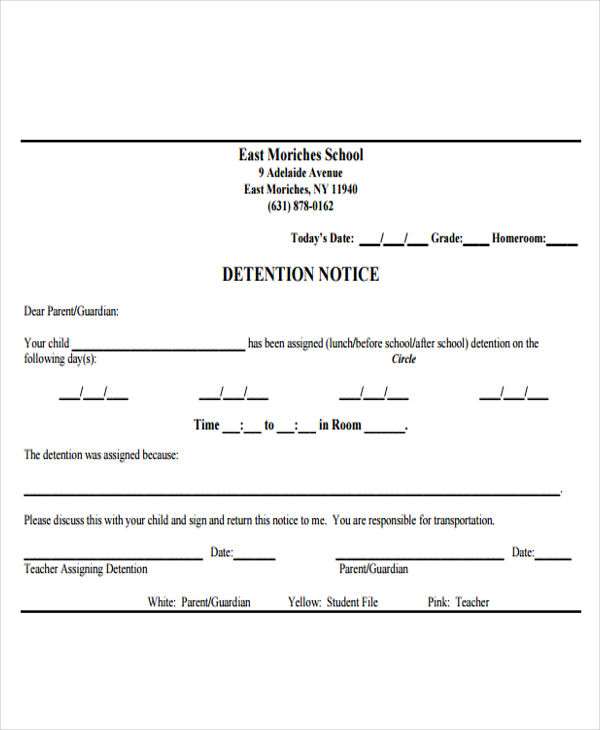Detention Notice Templates -6+ Free Word, PDF Format Download