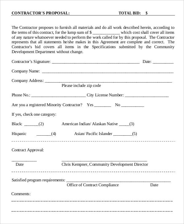 17 Contractor Proposal Templates Free Word PDF Format Download