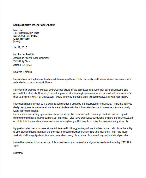 Cover Letter Examples For Resume Biology Writing A Winning Cover Letter