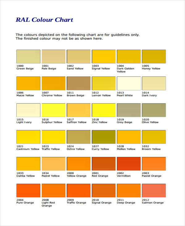 10 Color Chart Templates Samples Examples - 2022 Color Wheel Chart ...