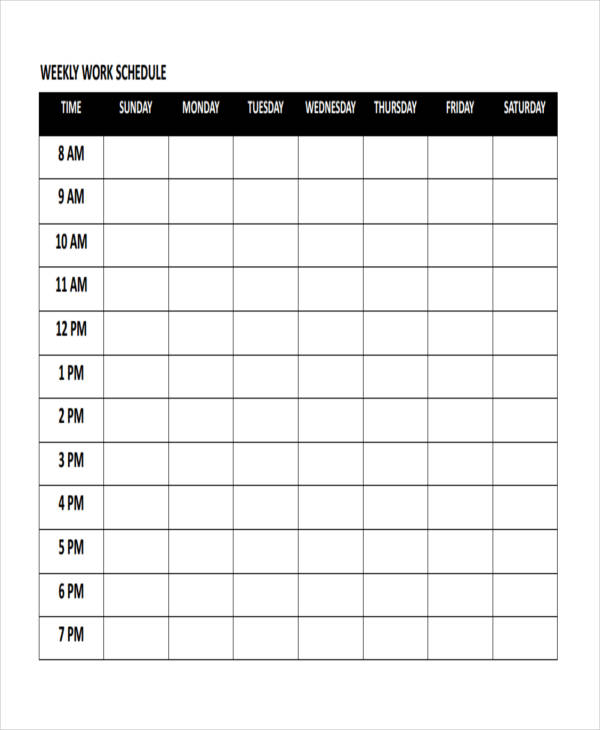 Work Schedule Template Madnessjord
