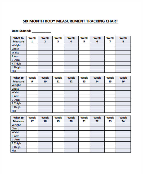 Blank Size Chart Template
